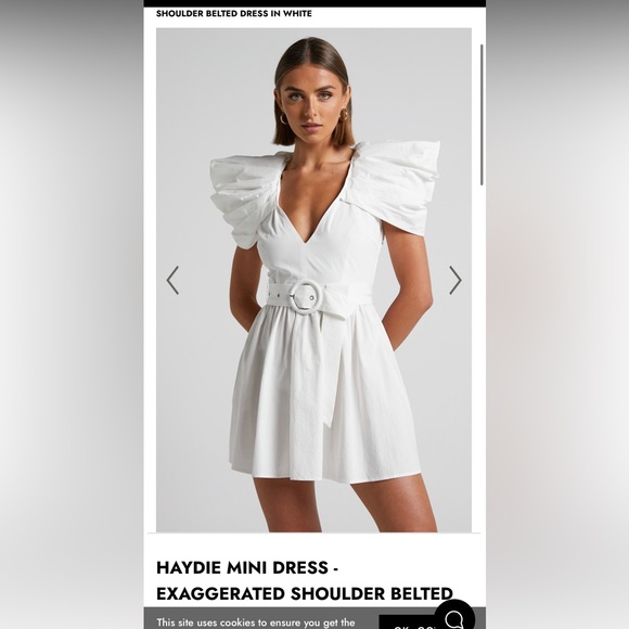 Showpo. | Dresses | Brand New Haydie Mini Dress Shoulder Belted White ...